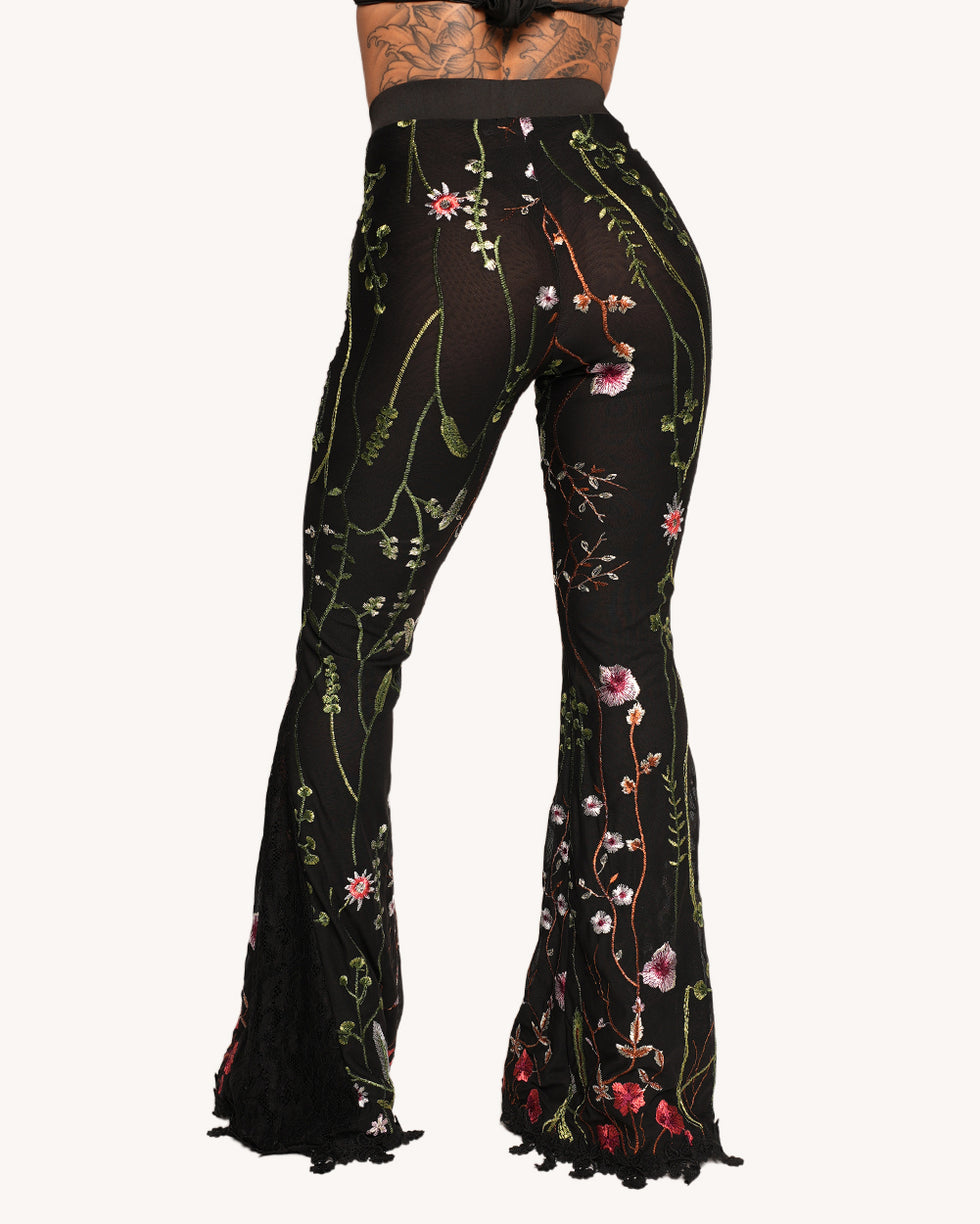 Lace Flower Fields Stretch Bell Bottoms – iHeartRaves