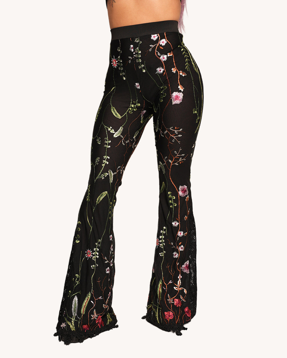Lace Flower Fields Stretch Bell Bottoms – iHeartRaves